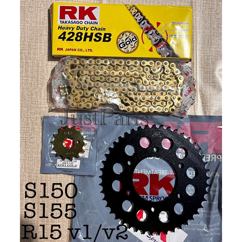 RK Sprocket Set with Chain (428) SNIPER 150 / SNIPER 155 / FZ16 / TFX / R15 v1 / v2 BLACK ...