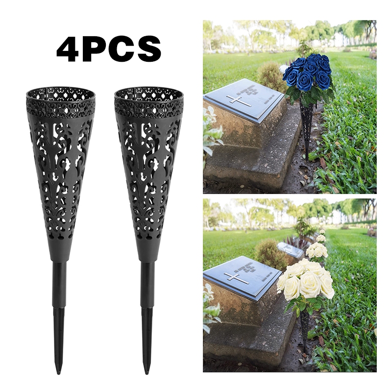 4pcs Grave Vase Memorial Cemetery Grave Cone Flower Holder Decoration ...