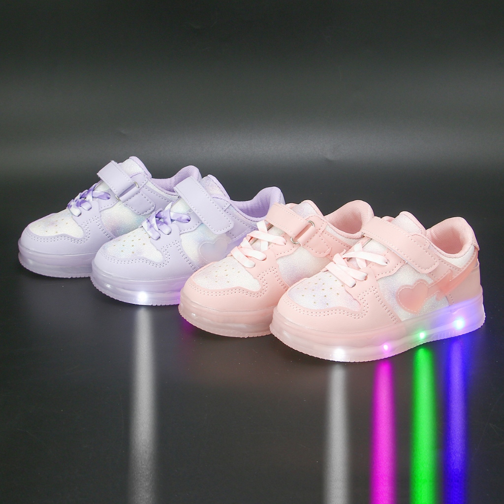 New Sparkling fabric LED shoes for kids girl light up rubber shoes for ...