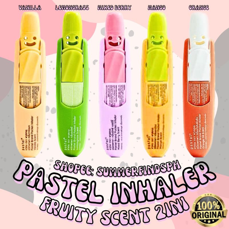 PASTEL POCKET FRUITY SCENTS NASAL INHALER 2in1 w/ ESSENTIAL OIL ...