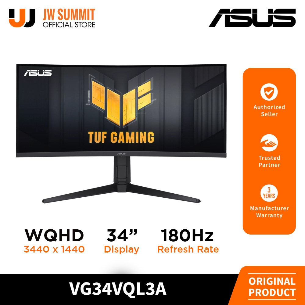 Asus TUF Gaming VG34VQL3A 34" WQHD VA Technology 1ms 180Hz Gaming ...