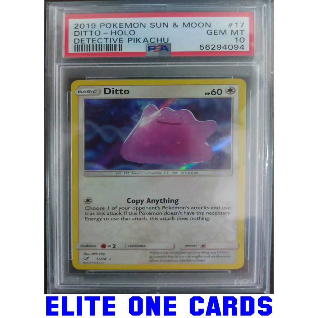 PSA 10 Ditto #17 HOLO Detective Pikachu Sun & Moon English (2019 ...
