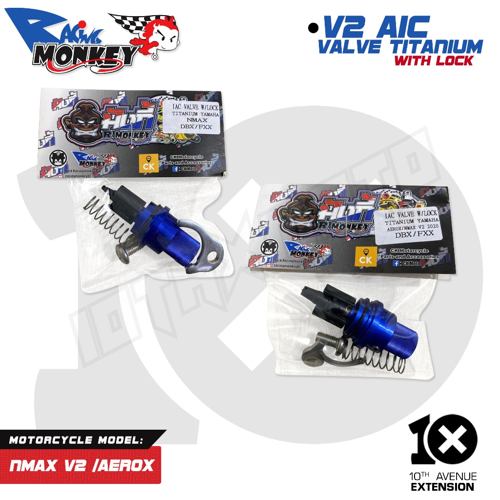 10thX Racing Monkey V2 IAC Valve Titanium With Lock for Aerox 155, Nmax ...
