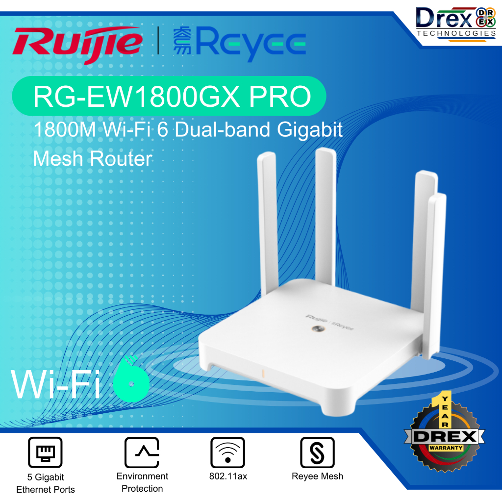RUIJIE/REYEE (RG-EW1800GX PRO) 1800Mbps Wi-Fi 6 Dual-band Gigabit Mesh ...