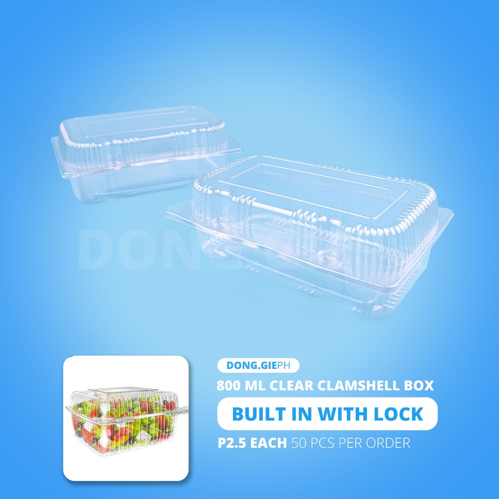 [50 PCS] 800 ML Clear Clamshell Food Container Box with Snap Lock ...
