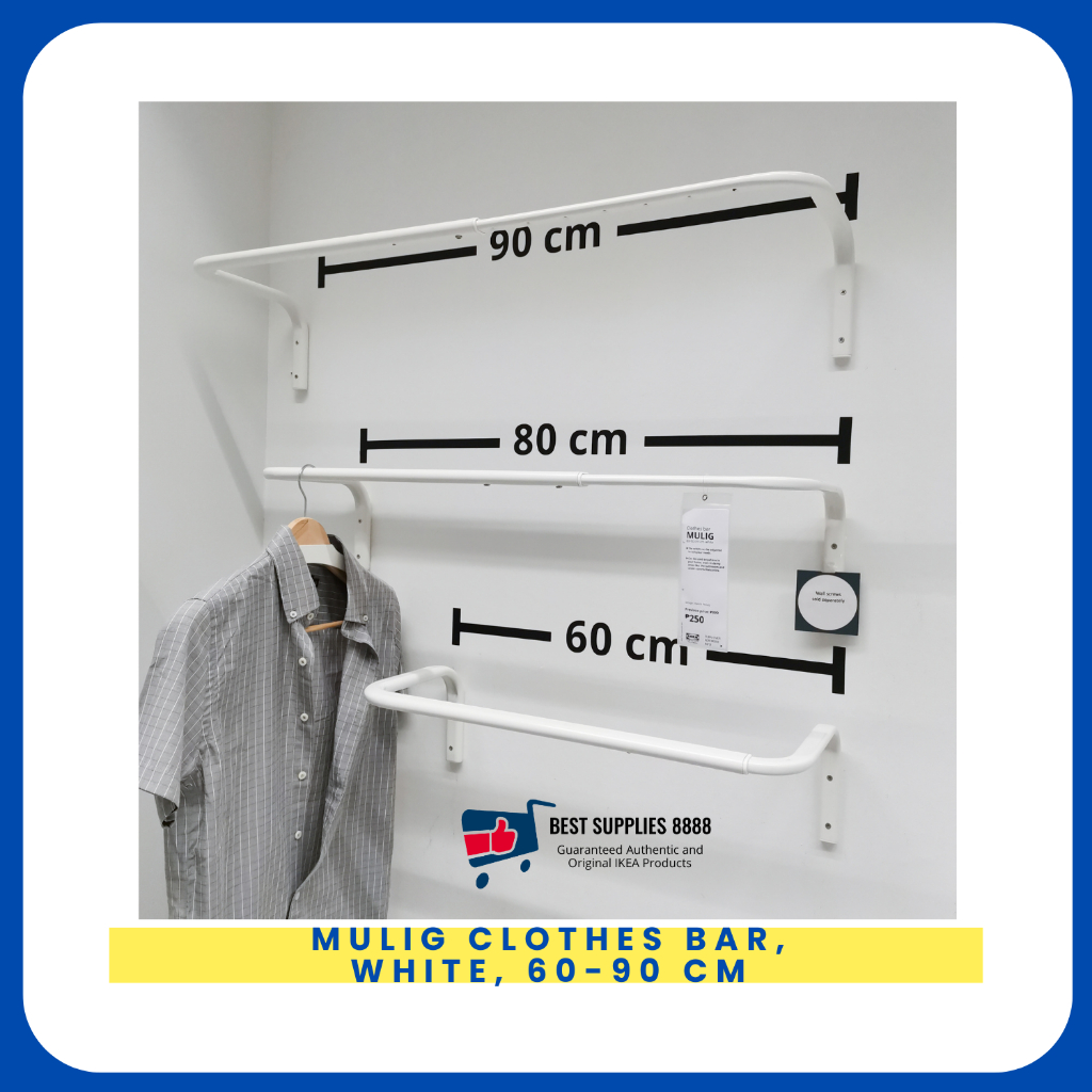 BestSupplies Authentic MULIG Clothes wall hang bar, white, extendable ...
