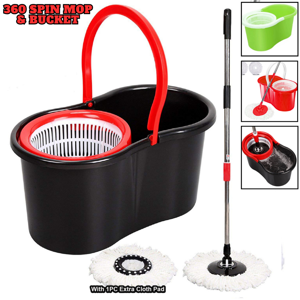 Spin Mop With Bucket 360° Rotating Floor Cleaning Plastic Liner TORNADO ...