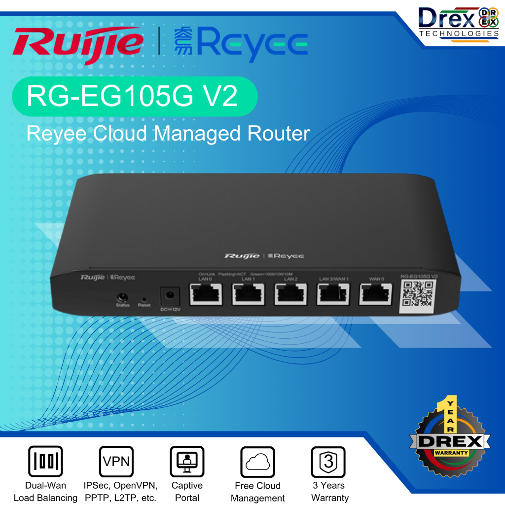 Ruijie RG-EG105G V2 5-Port Gigabit Cloud Managed Router | Shopee Philippines