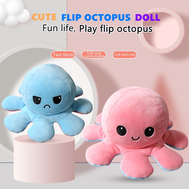 Samara Reversible Color Flip Stuffed Octopus and Doll Soft Squishy Toys ...