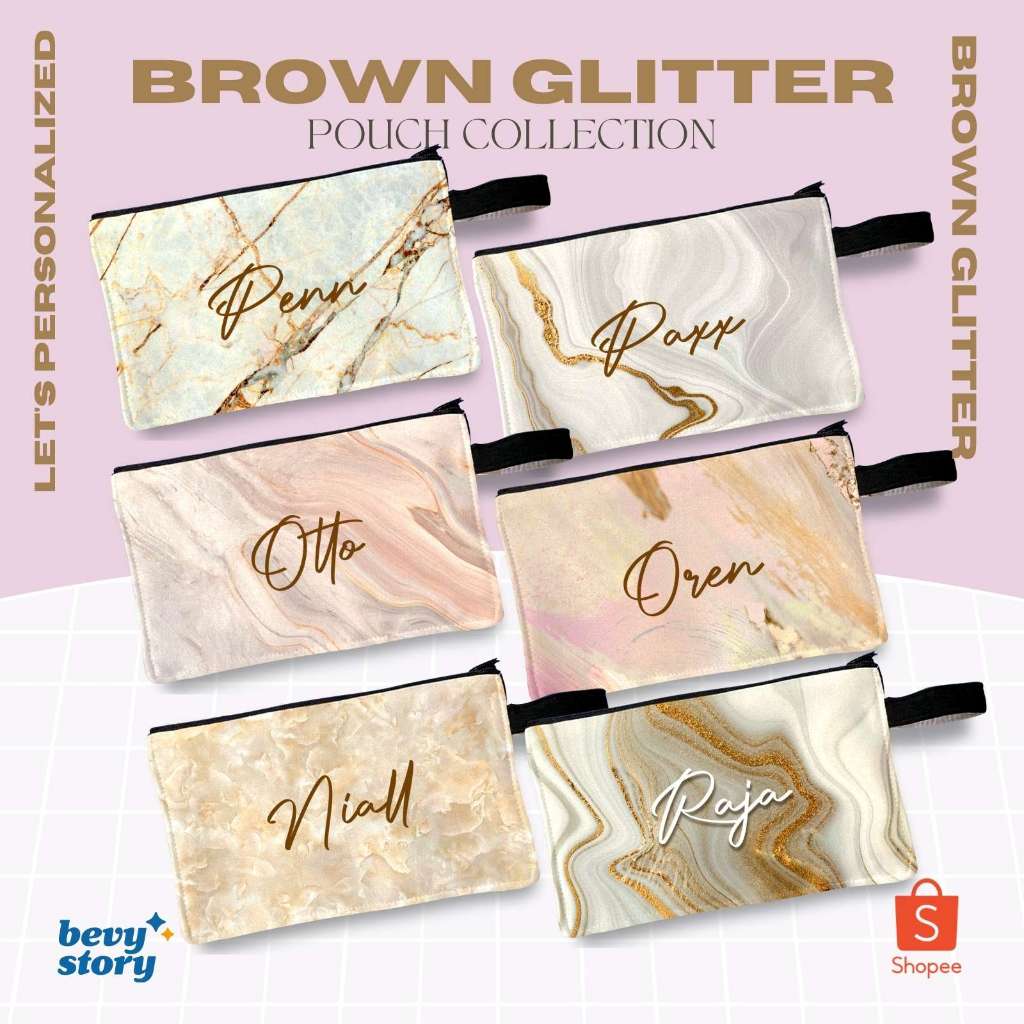 Brown Glitter Customized Pouch Personalized Pouch Pouch Collection ...