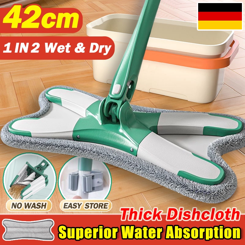 Multifunction Microfiber X Mop 360° Spin With Squeezer Lazy Mop Dust ...