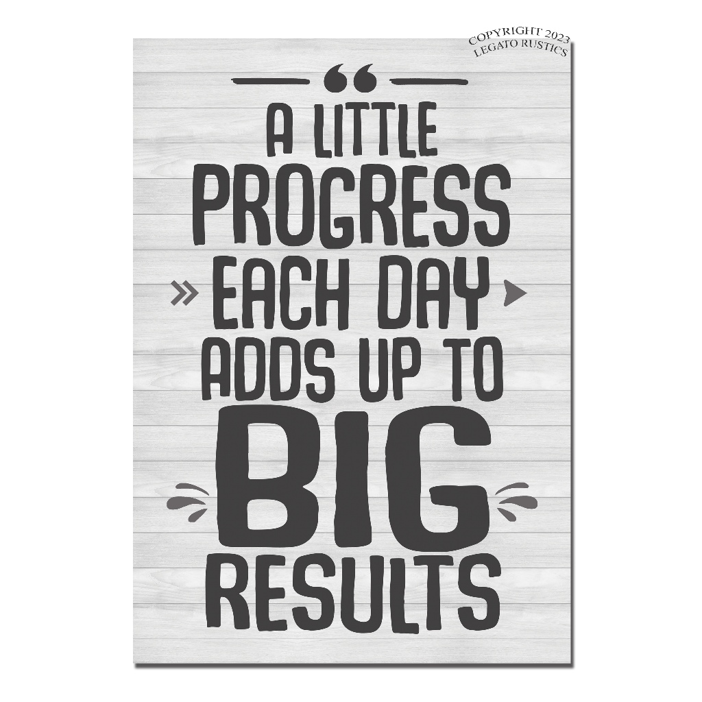 Wall Decor Home Decor A Little Progress Each Day Wood Sign Rustic Retro ...