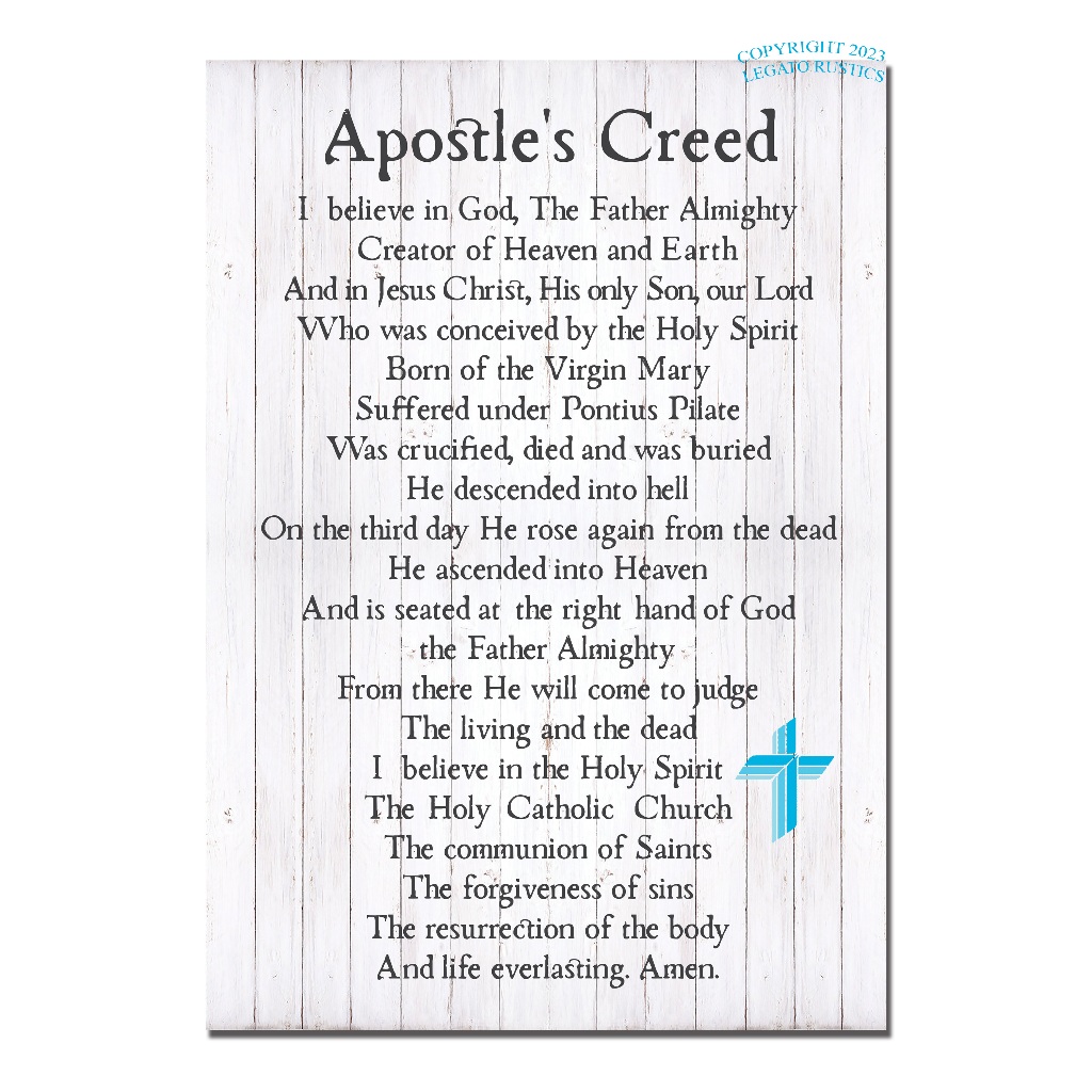 Apostle's Creed Prayer Bible Verse Wood Wall Decor Home Decor Rustic ...