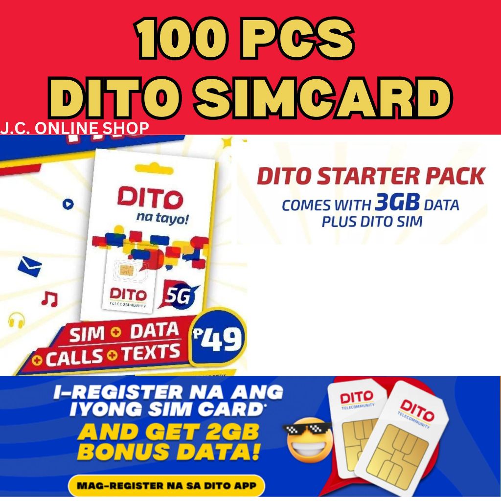 100 PCS DITO 5G SIMCARD (BRAND NEW & SEALED WITH FREE LOAD) | Shopee ...