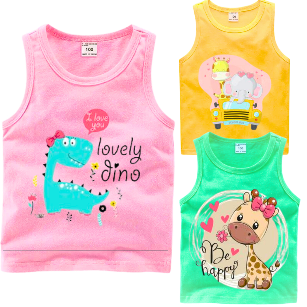 1PC I 3PCS Cute Animal Prints Colored Sando for Kids Baby Girl ...