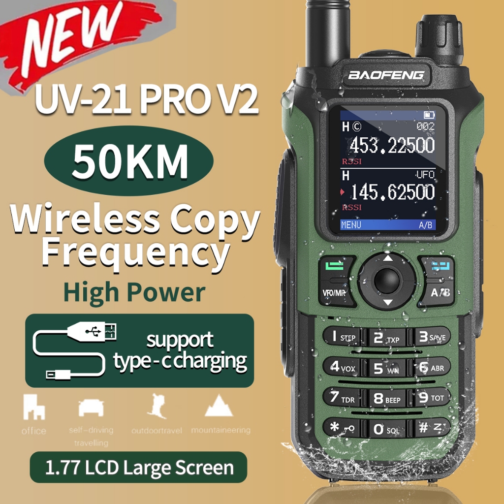 [Free Headset] Baofeng UV-21 Pro 10W Long Range Walkie Talkie Type c Two Way Radio UHF VHF UV21 ...