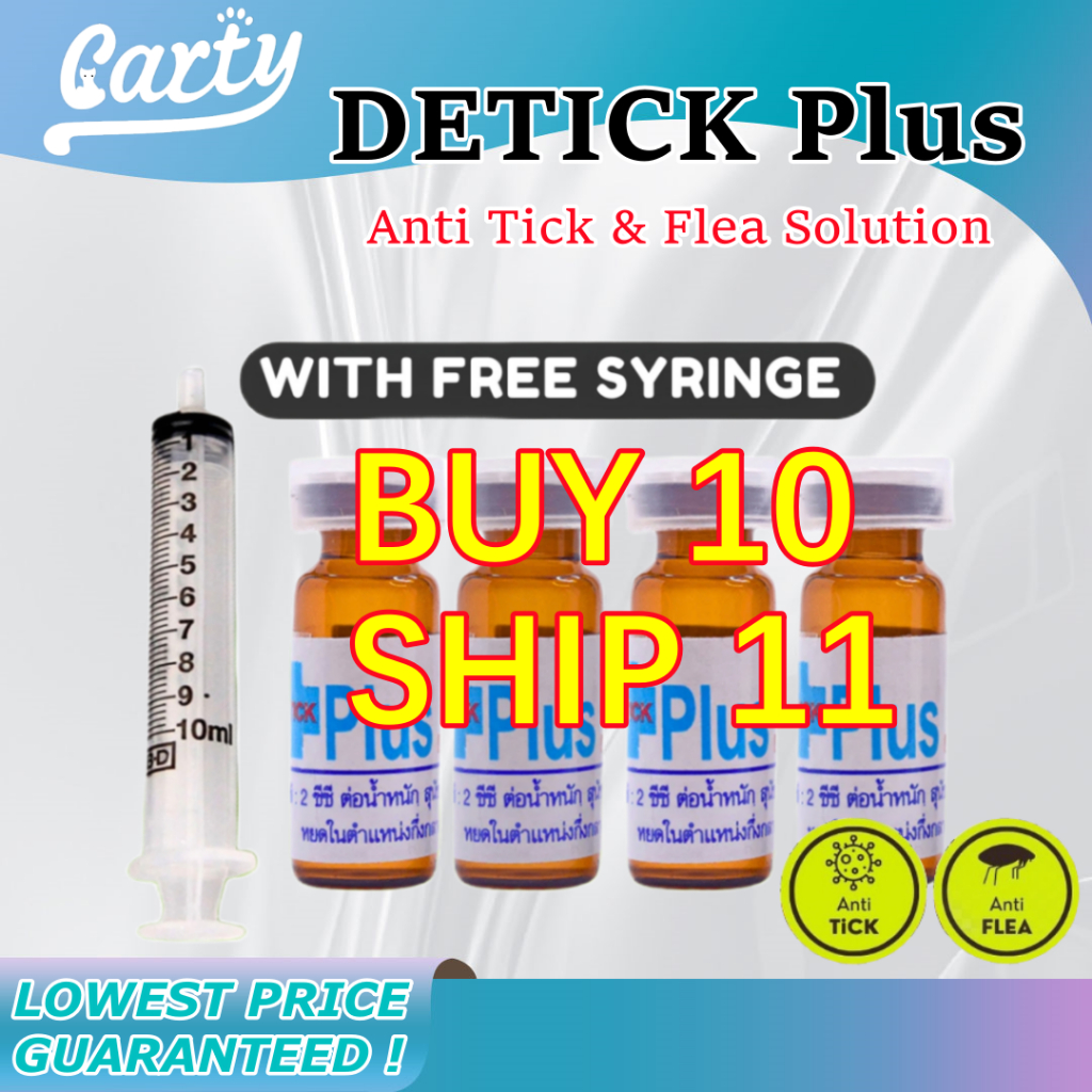 Detick Plus 1cc & 2cc With Free Syringe Anti Tick & Flea Solution for ...