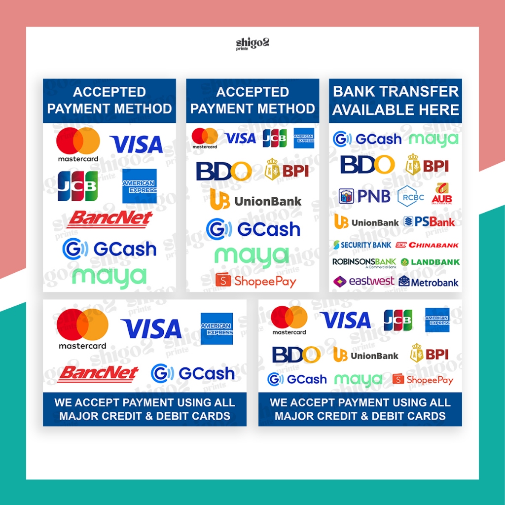 Bank Transfer and accepted payment method standee signage | Shopee ...