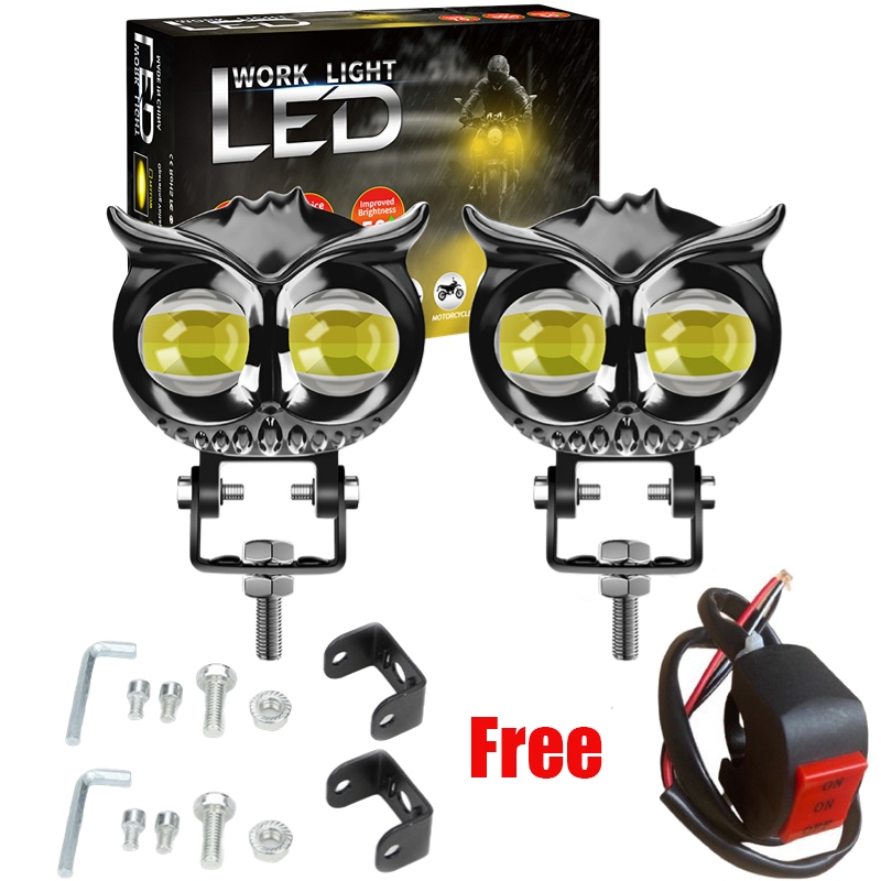 Foto mini driving light motorcycle led high low beam dual color white ...