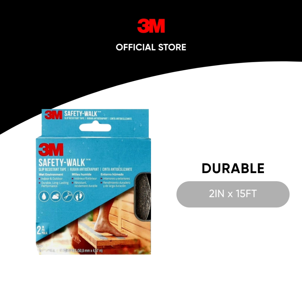 3M™ Safety-Walk Slip Resistant Tape, Durable, 1 roll/pack, 2in x 15ft, Friction for stairs ...