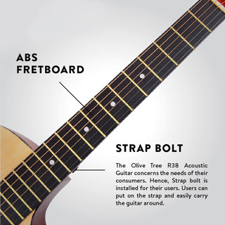 RIXTON Acoustic Guitar For Beginners 38 Inch With Bag & Accessories ...