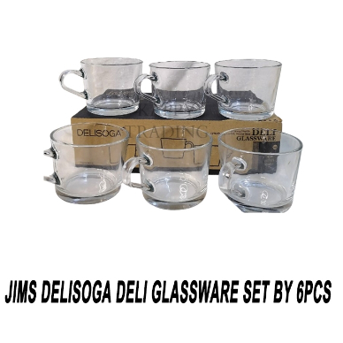 JIMS GLASSWARE SET TRANSPARENT DRINKING MUG/GLASS COFFEE BASO 6 PCS ...