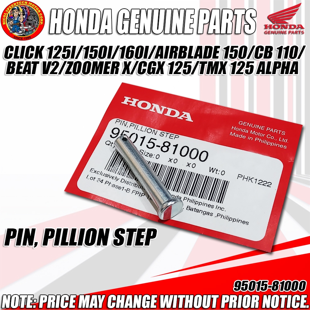 CLICK 125I/150I/160I/AIRBLADE 150/CB 110/BEAT V2/ZOOMER X PIN, PILLION ...
