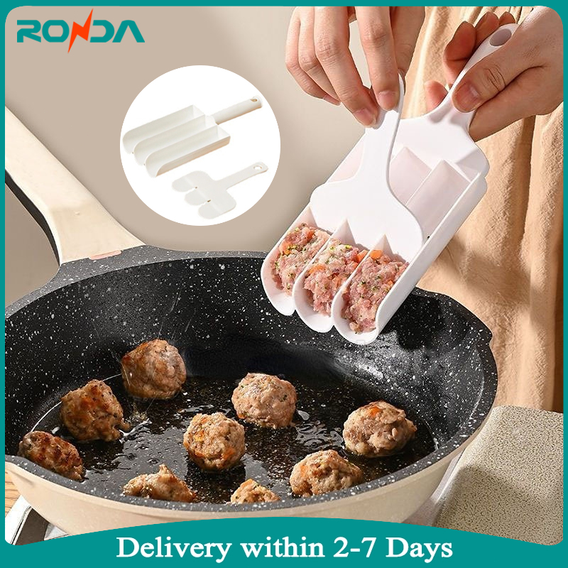 3 Rows Creative Plastic Meatball Maker Set Fried Fish Beaf Meat Making ...