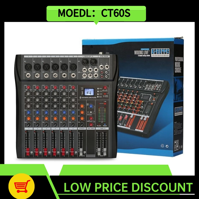 CT60S Propesyonal na Audio Mixer 6/8/12 channel PC/Bluetooth/USB/MP3 ...