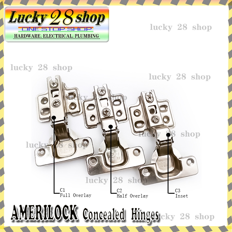 1 PAIR AMERILOCK SOFT-CLOSING CONCEALED HINGES (C1,C2,C3) | Shopee ...