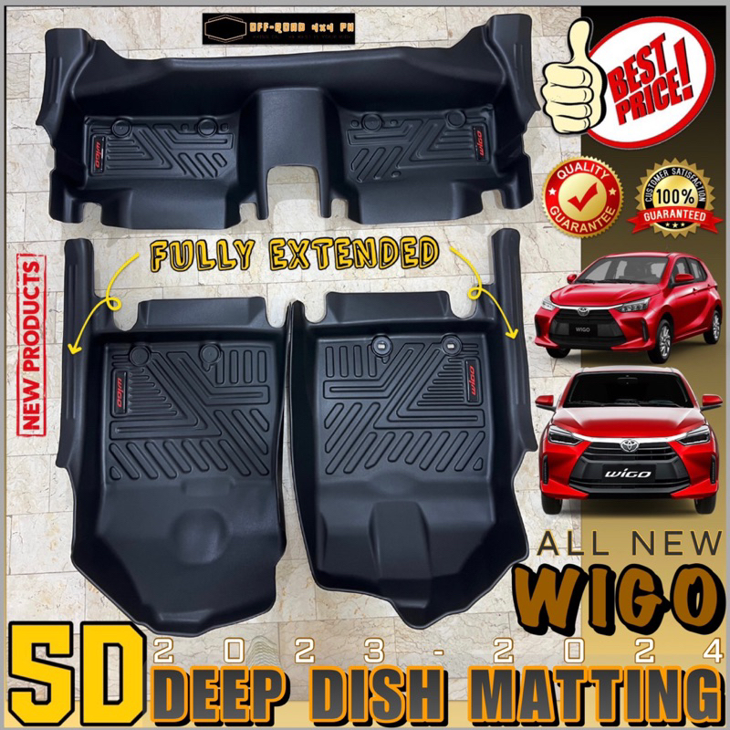 ALL NEW TOYOTA WIGO 2023-2024 5D DEEP DISH MATTING FULLY EXTENDED (wigo ...