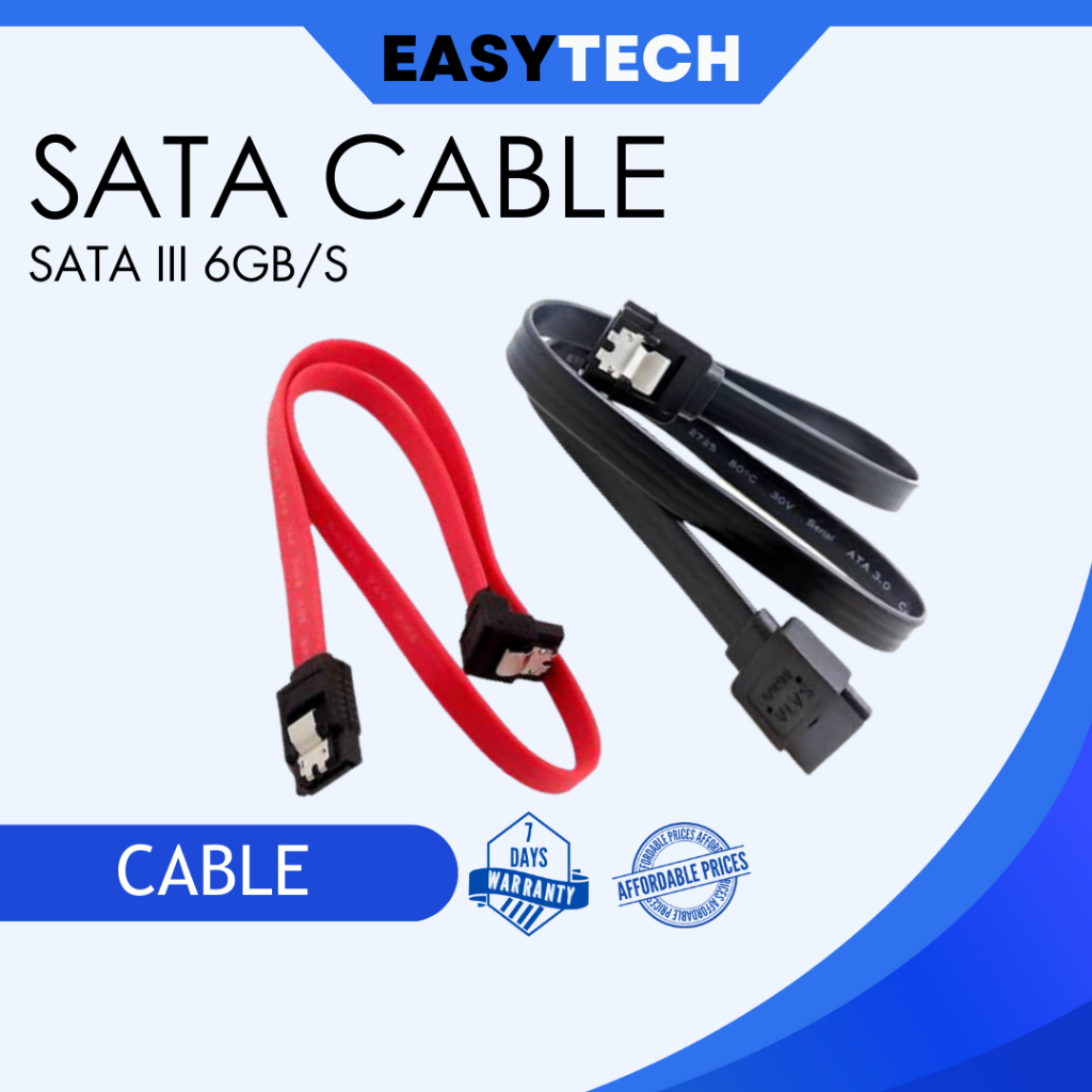 EASYTECH | SATA CABLE, SATA III 6GB/s, ANY COLOR, For PC and Laptop ...