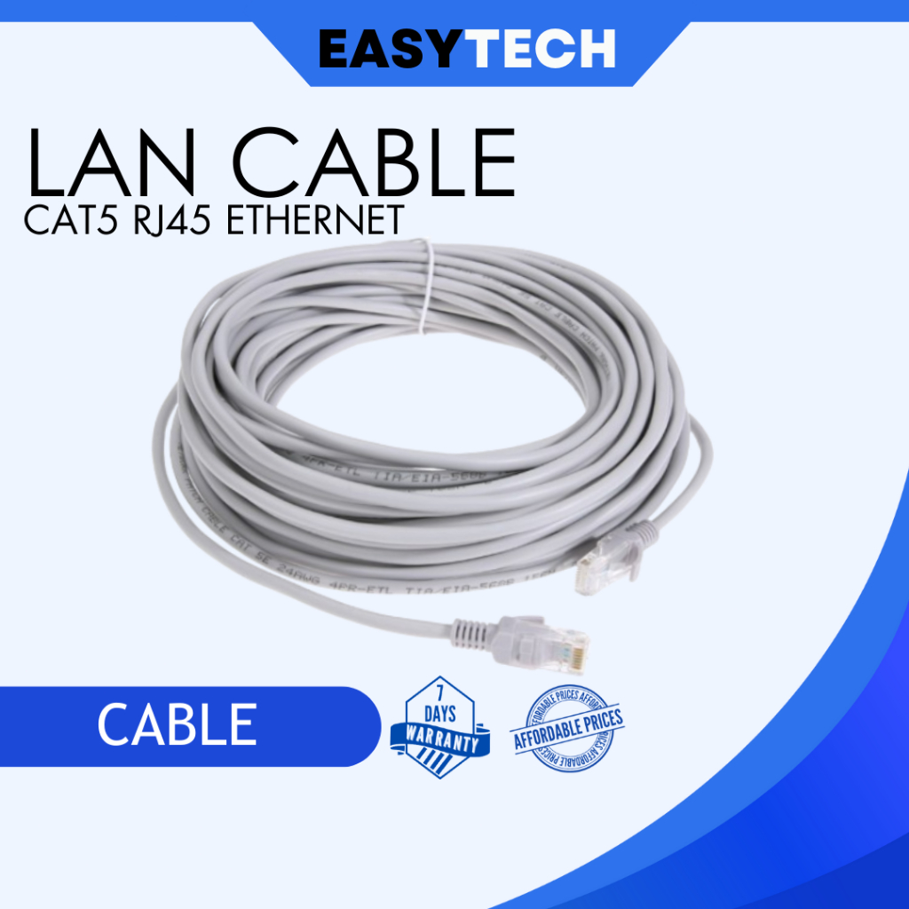 EASYTECH | 5M 10M 15M 20M 30M Cat5 Rj45 Ethernet Patch Lan Network Cables Lan Cable | Shopee ...
