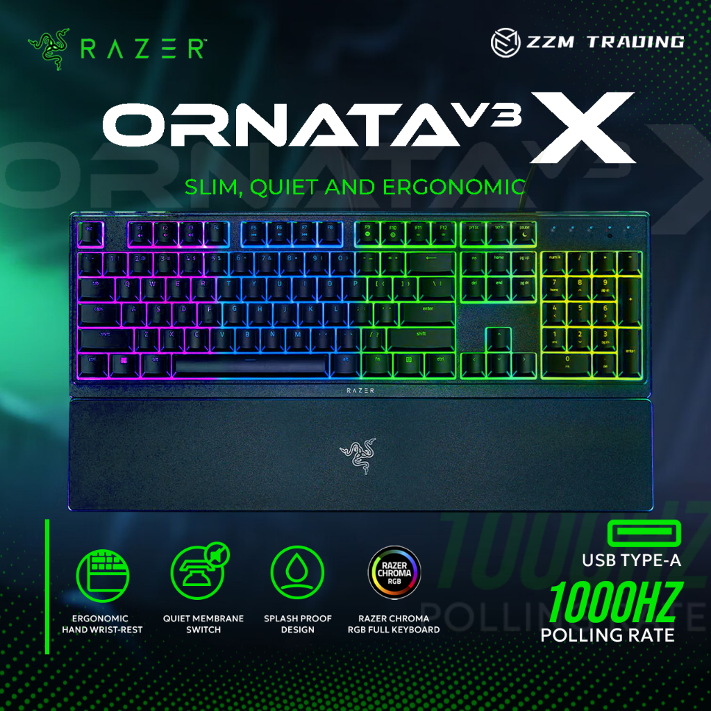 Razer Ornata V3 X ergonomic gaming keyboard 1000hz Polling rate ...