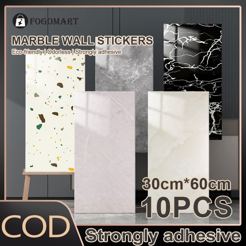 10pcs Marble Wall Stickers Adhesive Waterproof Decor Wall PVC 30×60cm ...