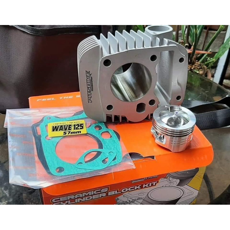Pitsbike Cylinder Block kit Ceramic bore, forged piston kit wave125 ...