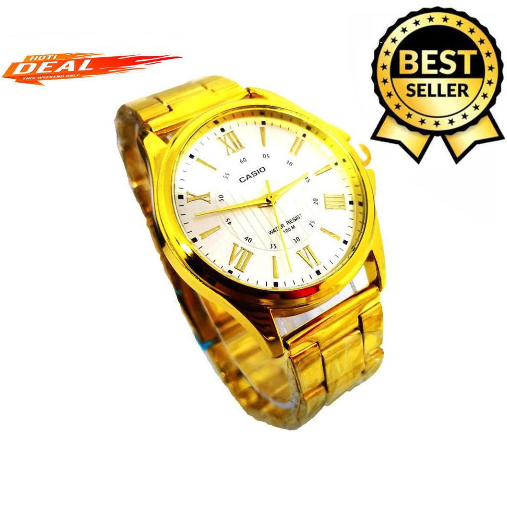 Casio Analog Quartz Roman Numeral Silver Dial Stainless Steel Watch For ...