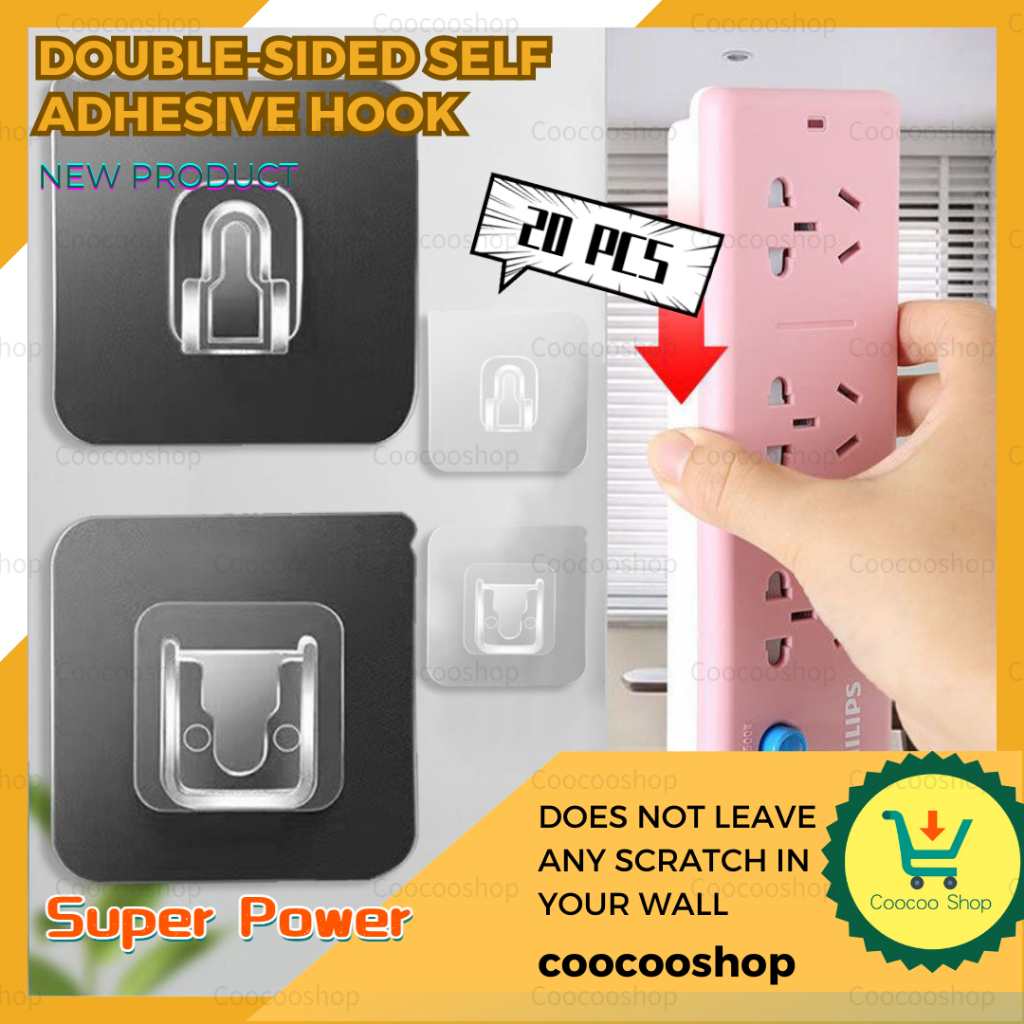 5 10 20 Pairs Transparent Double Sided Adhesive Hook Self Super Power ...