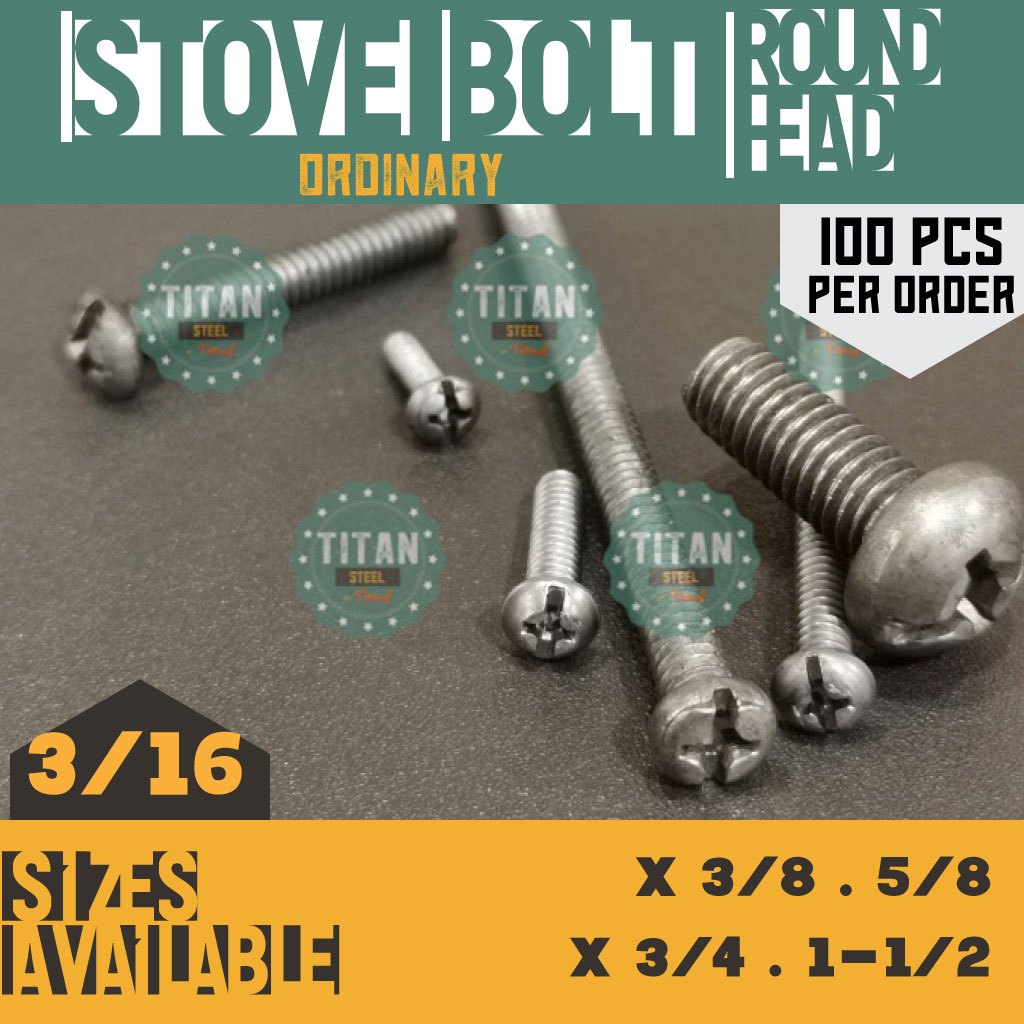 100 pcs - 3/16 Round Head Stove Bolt (Ordinary) | Shopee Philippines