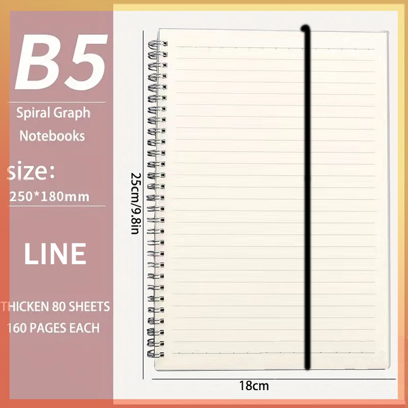 A6 A5 B5 A4 Coil Notebook 160pages Notebook Grid Line Blank Spiral Notebooks Sketch Book
