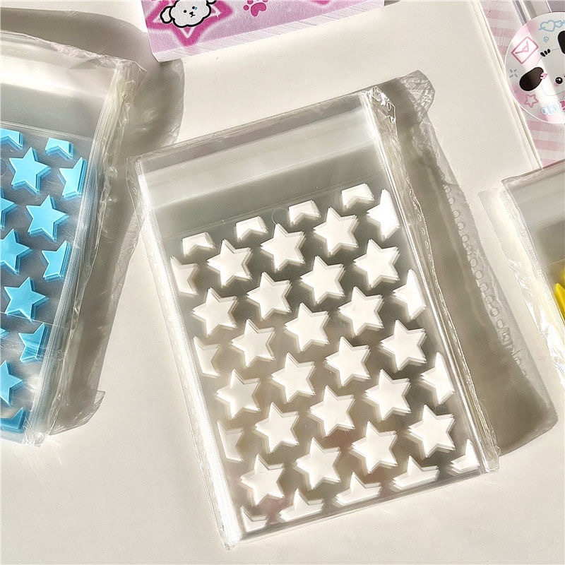 50pcs Ins Color Star Self Sealing Bag PC Toploader Transparent Opp Bag ...