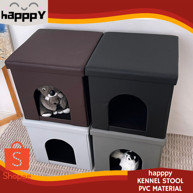 Foldable leather Footstool Storage Box Stool KENNEL STOOL 38x38x38 ...