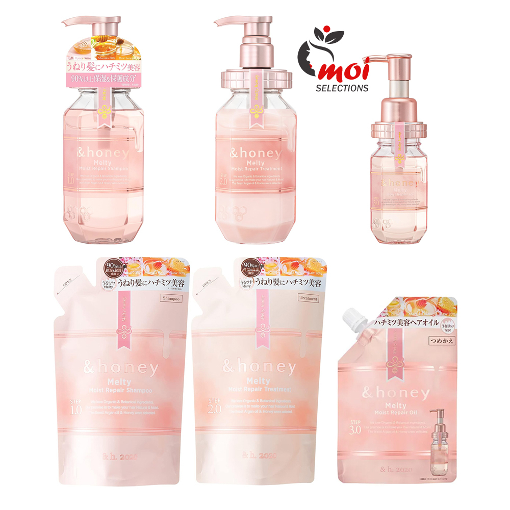 &Honey Melty Moist Repair Shampoo, Treatment & Hair Oil - Bottle/Refill For Dry-Normal hair ...