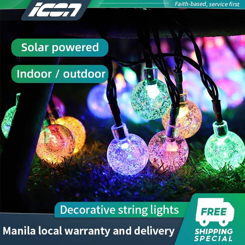 ICON String Lights Terrace Outdoor Decorative String Light Solar Water ...