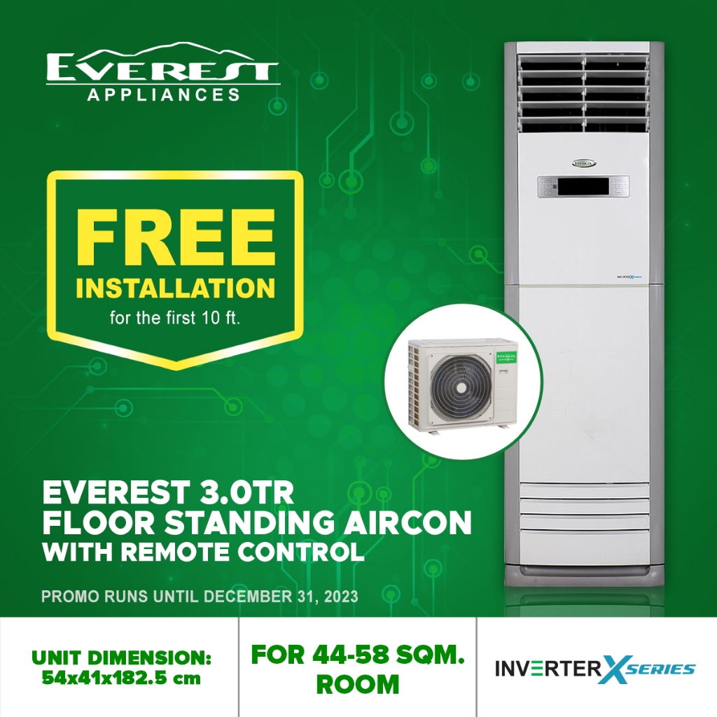 EVEREST Etiv36xfs/m Inverter Floor Standing Aircon - 3TR (With ...