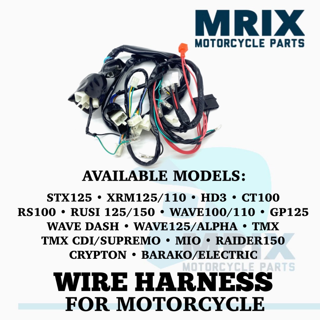MRIX Wire Harness for Motorcycle CT100 RS100 BARAKO WAVE DASH RAIDER TMX CDI SUPREMO XRM RUSI ...