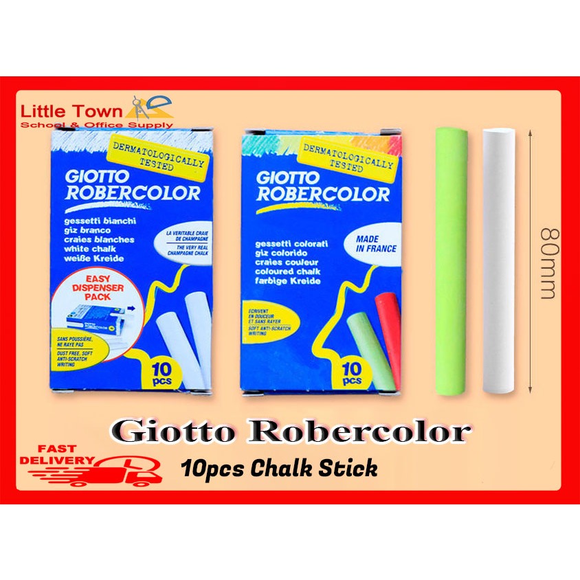 Giotto Robercolor Dustless Chalk White and colored chalk 10 stick per ...