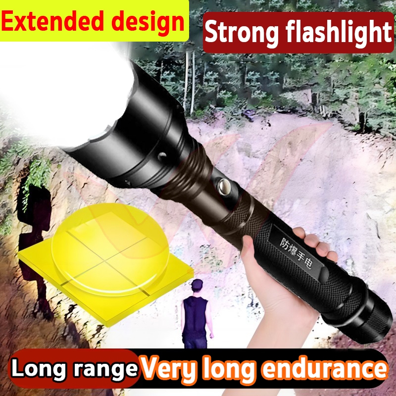 【P90 -5 Lighting Modes】LED Outdoor flashlight heavy duty searchlight ...