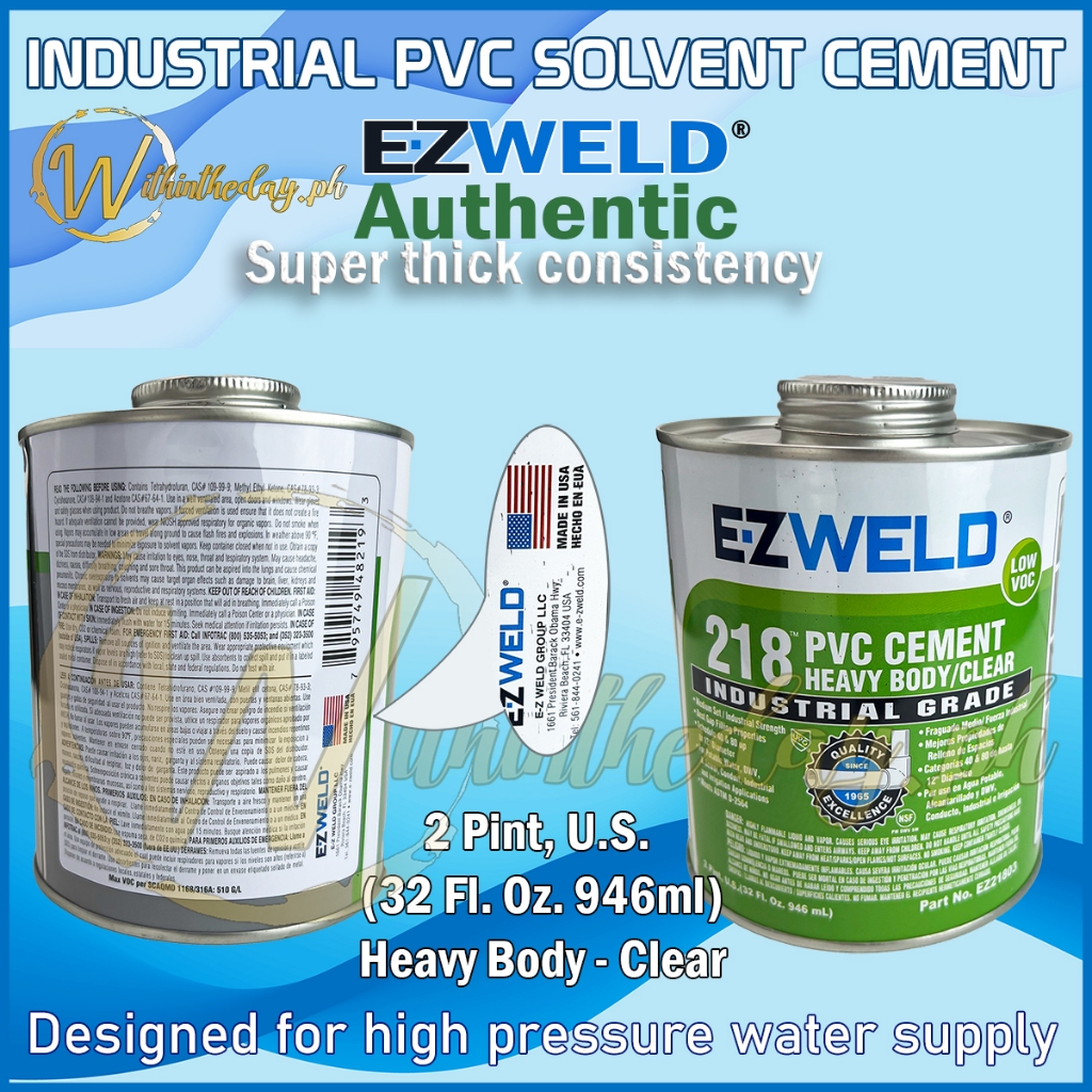 EZ Weld Original Industrial grade PVC Cement Solvent Glue high pressure ...