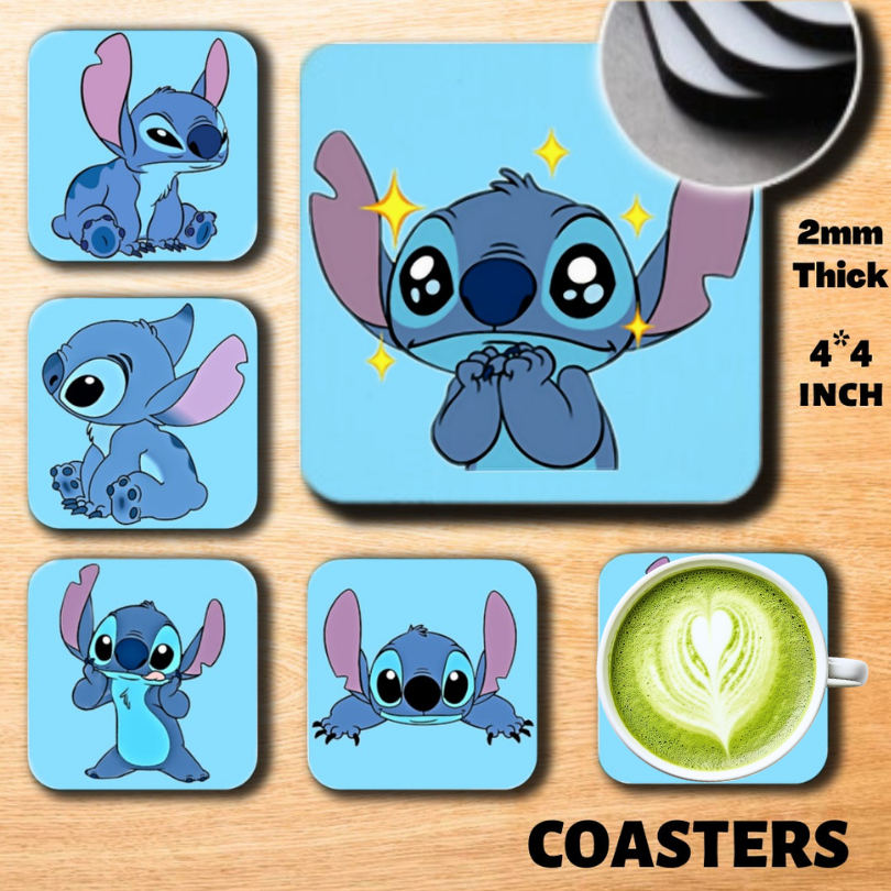 Blue Stitch Lilo Carrtoon Coasters Useful Giveaways Tokens Gifts for ...